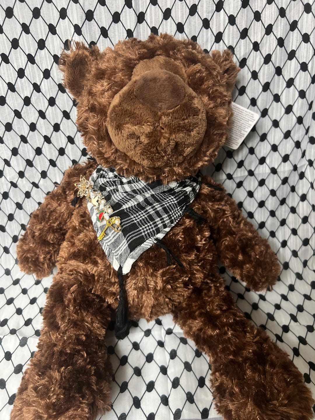 Palestine Solidarity Teddy Bear: Keffiyeh Scarf, Symbolic Charm - Etsy