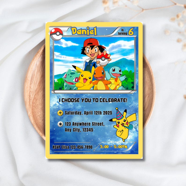Birthday Invitation Pokemon Instant Download Digital Invite Pokémon ...