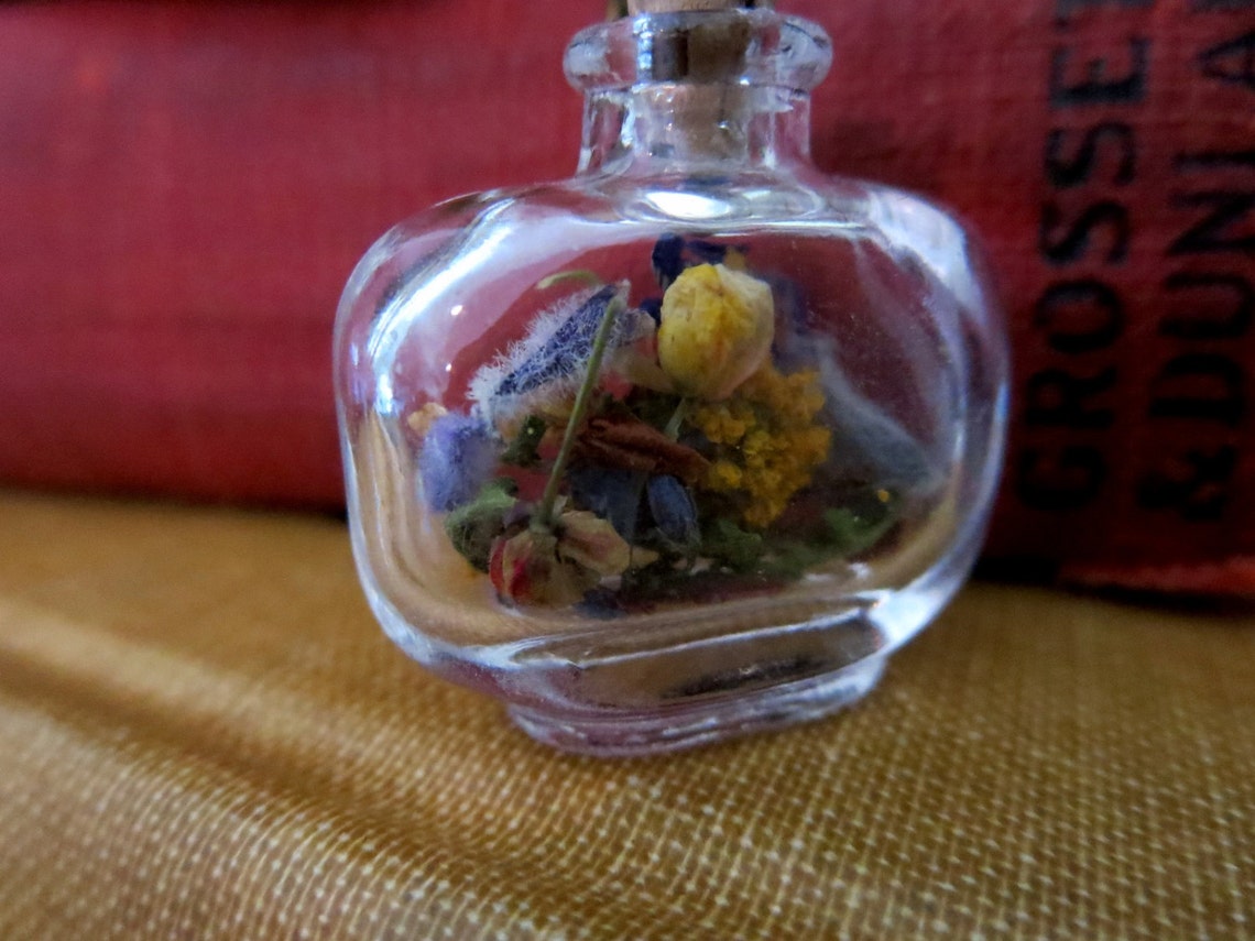 Glass Bottle Necklace With Miniature Flowers Inside | Etsy