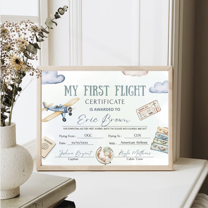 Baby First Flight Certificate - Etsy