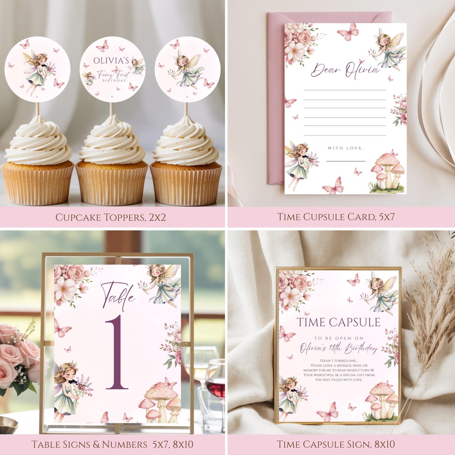Fairy First Birthday Bundle, Girl 1st Birthday Party Decorations Set ...