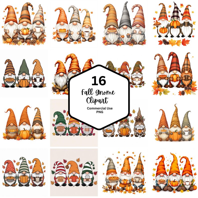 Cozy Fall Gnome PNG Digital Cliparts – Pumpkin, Coffee & Autumn Leaves ...