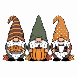 Cozy Fall Gnome PNG Digital Cliparts – Pumpkin, Coffee & Autumn Leaves ...