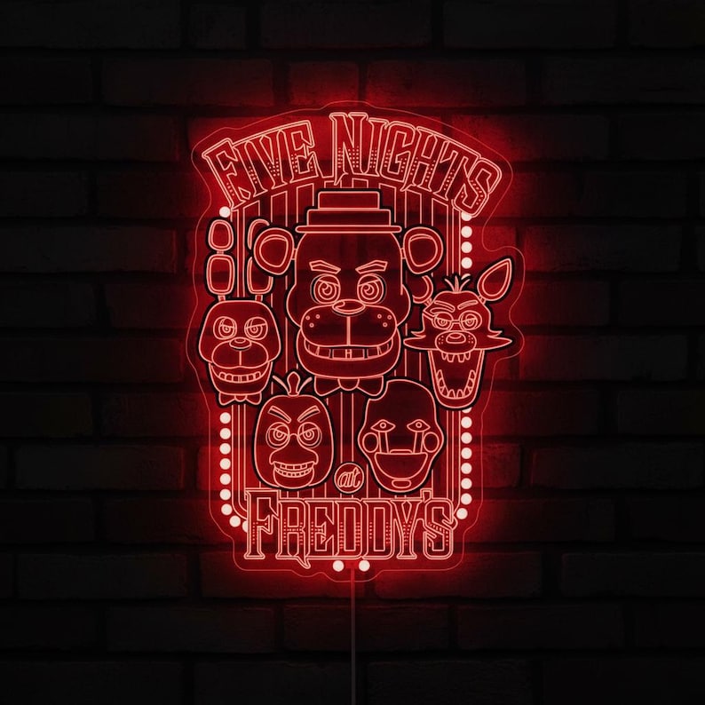 Freddy Fazbear's Pizza LED Sign Wall Light Decor, Five Nights at Freddy ...