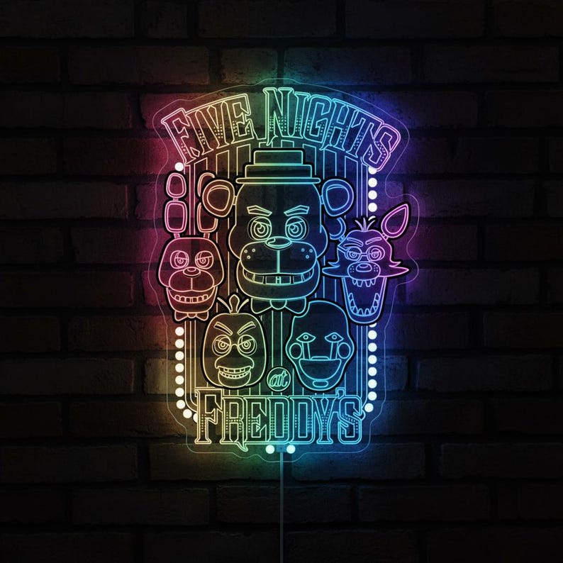 Freddy Fazbear's Pizza LED Sign Wall Light Decor, Five Nights at Freddy ...