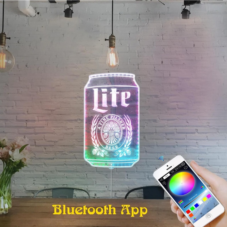 Miller Lite Beer Can LED Sign Wall Light Decor,home Bar Neon Like Light ...