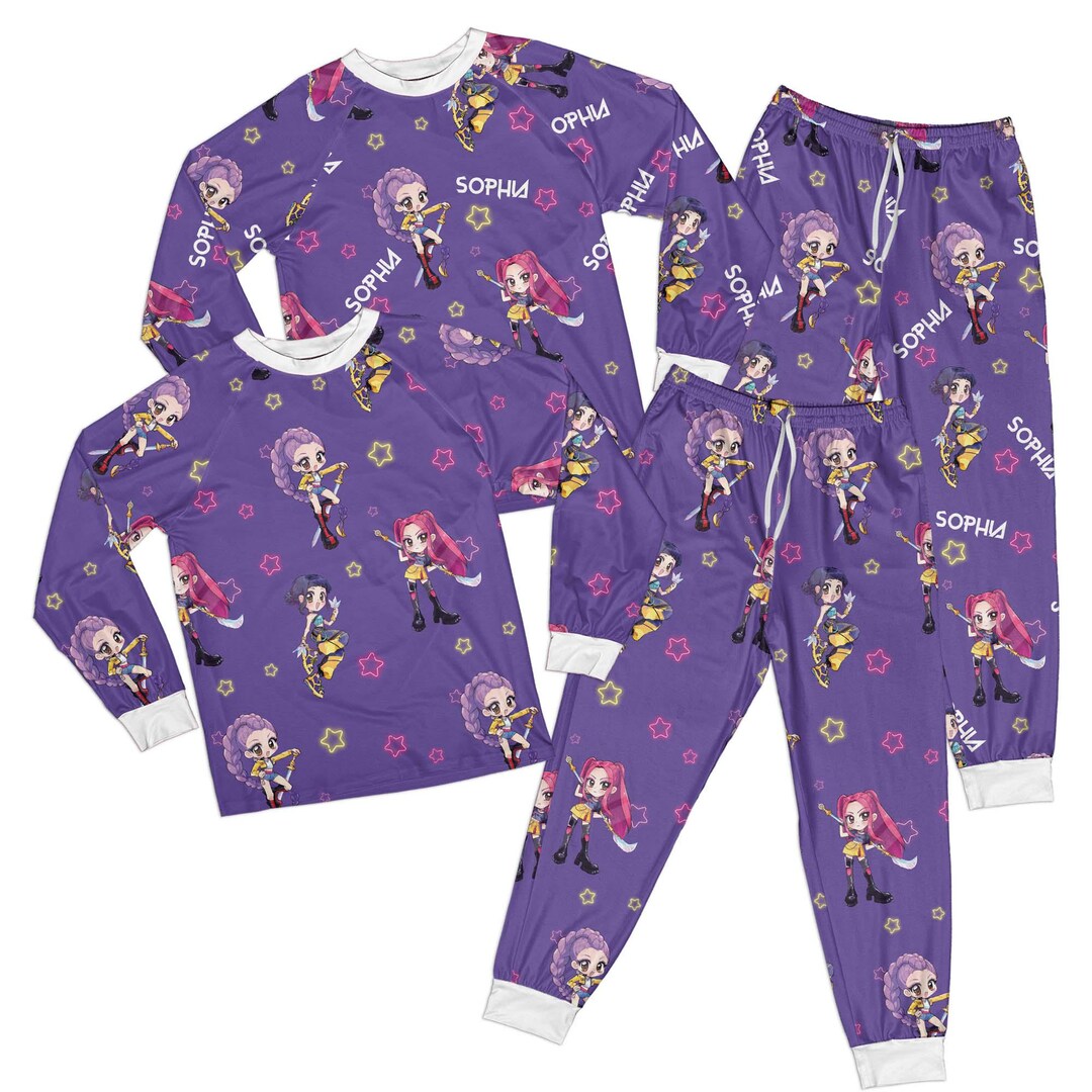 Custom Kpop Huntrix Pajamas Set for Girls, Cozy Kpop Demon Hunters ...