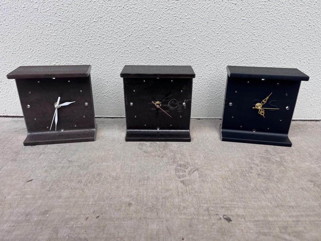 Industrial I-beam Clock | Handmade Steel Desk Clock | Raw Metal or ...