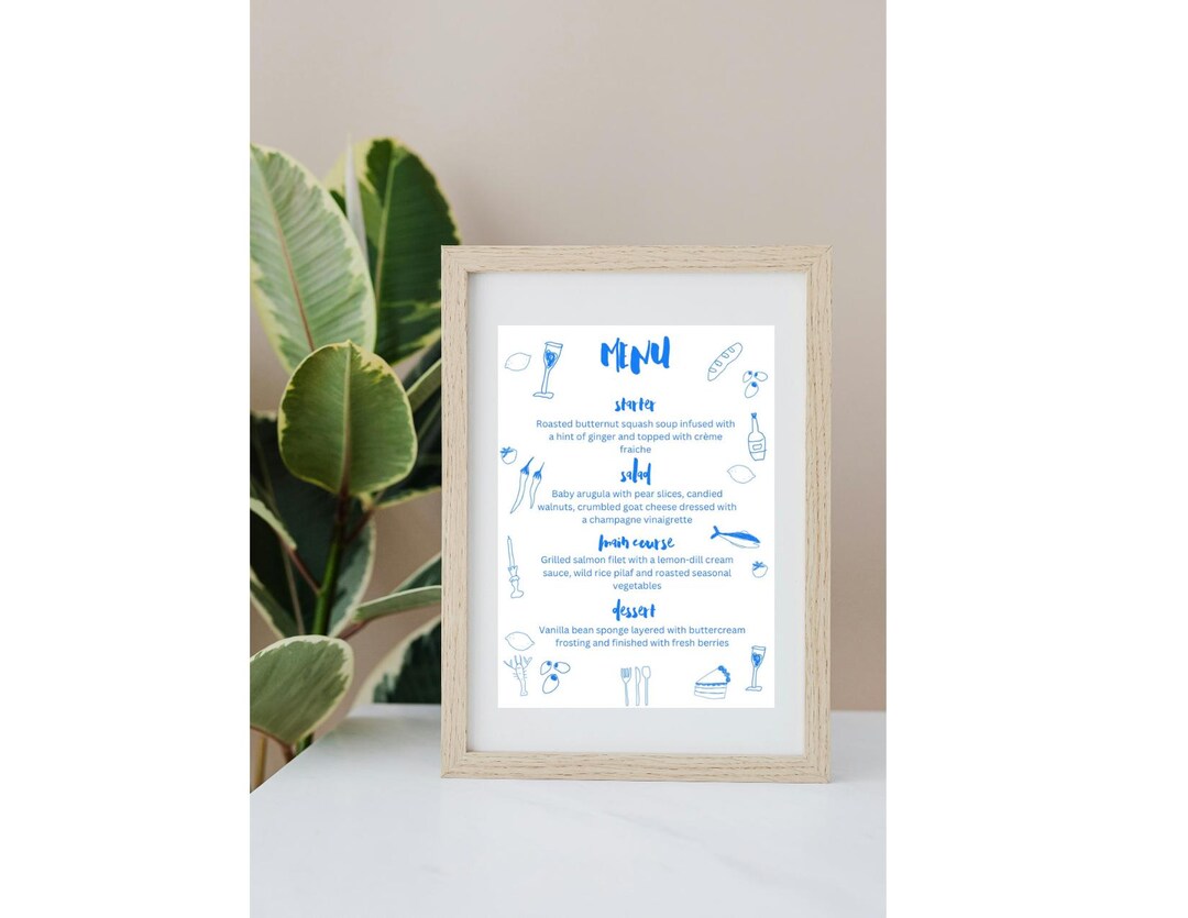 Editable Dinner Menu Template With Hand-drawn Doodles, Canva Wedding ...