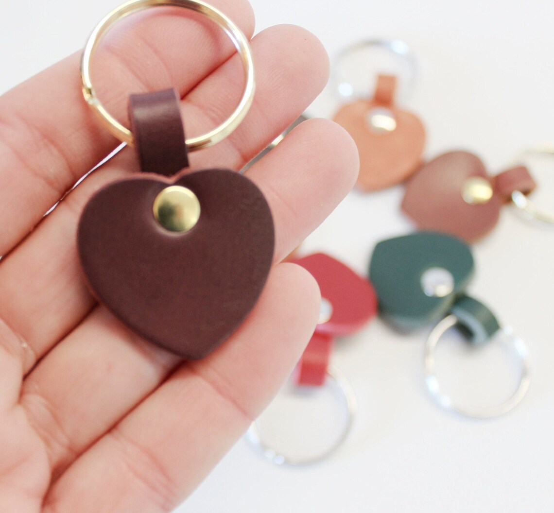 Custom Leather Heart Keychain Custom Leather Keychain - Etsy
