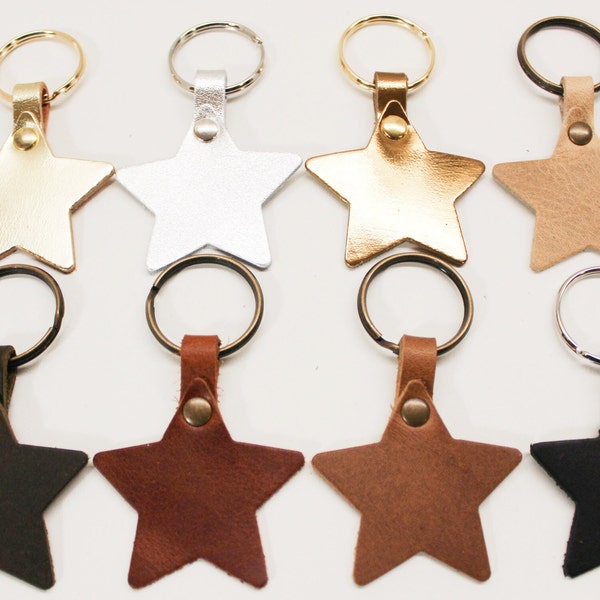 Leather Star Keychain - Etsy