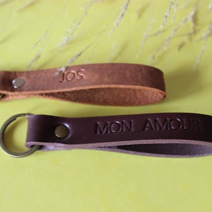 Embossed Leather Keychain Leather Key Fogname | Etsy