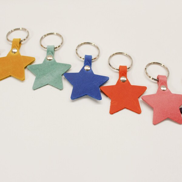 Leather Star Keychain - Etsy