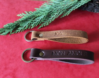 Embossed Leather Keychain Leather Key Fog Name | Etsy