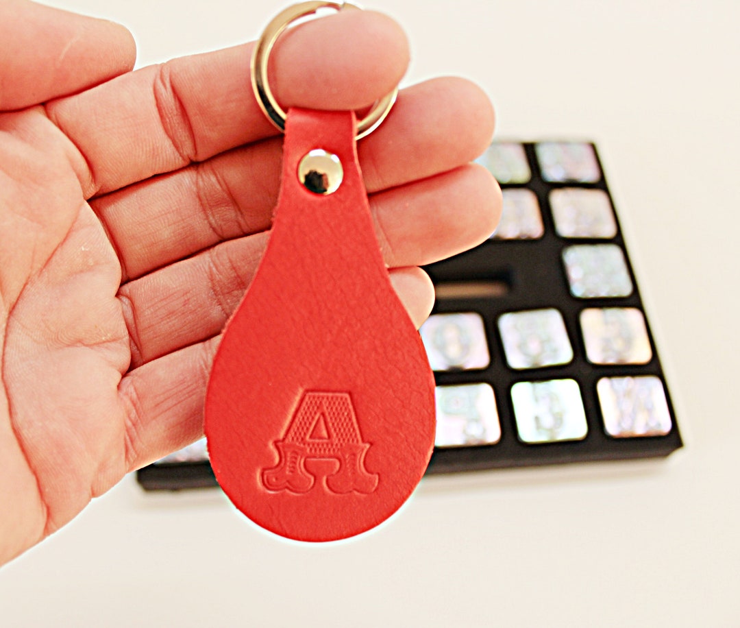 Embossed Leather Keychain Leather Key Fog Name - Etsy