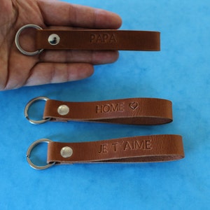 Embossed Leather keychain leather key fogname | Etsy