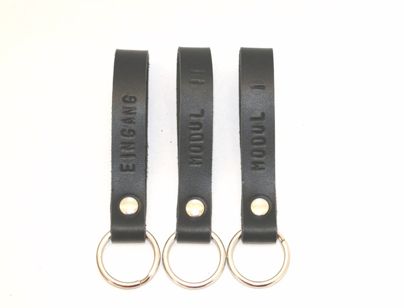 Embossed Leather keychain leather key fog name | Etsy