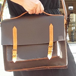 Handstiched Genuine Leather Messenger Shoulder Briefcase - Etsy