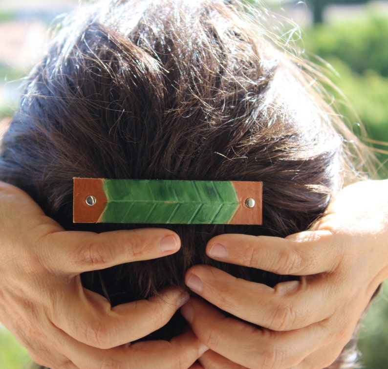 Aztec Hair Barette Hair Accessories Leather Aztec Rustic - Etsy