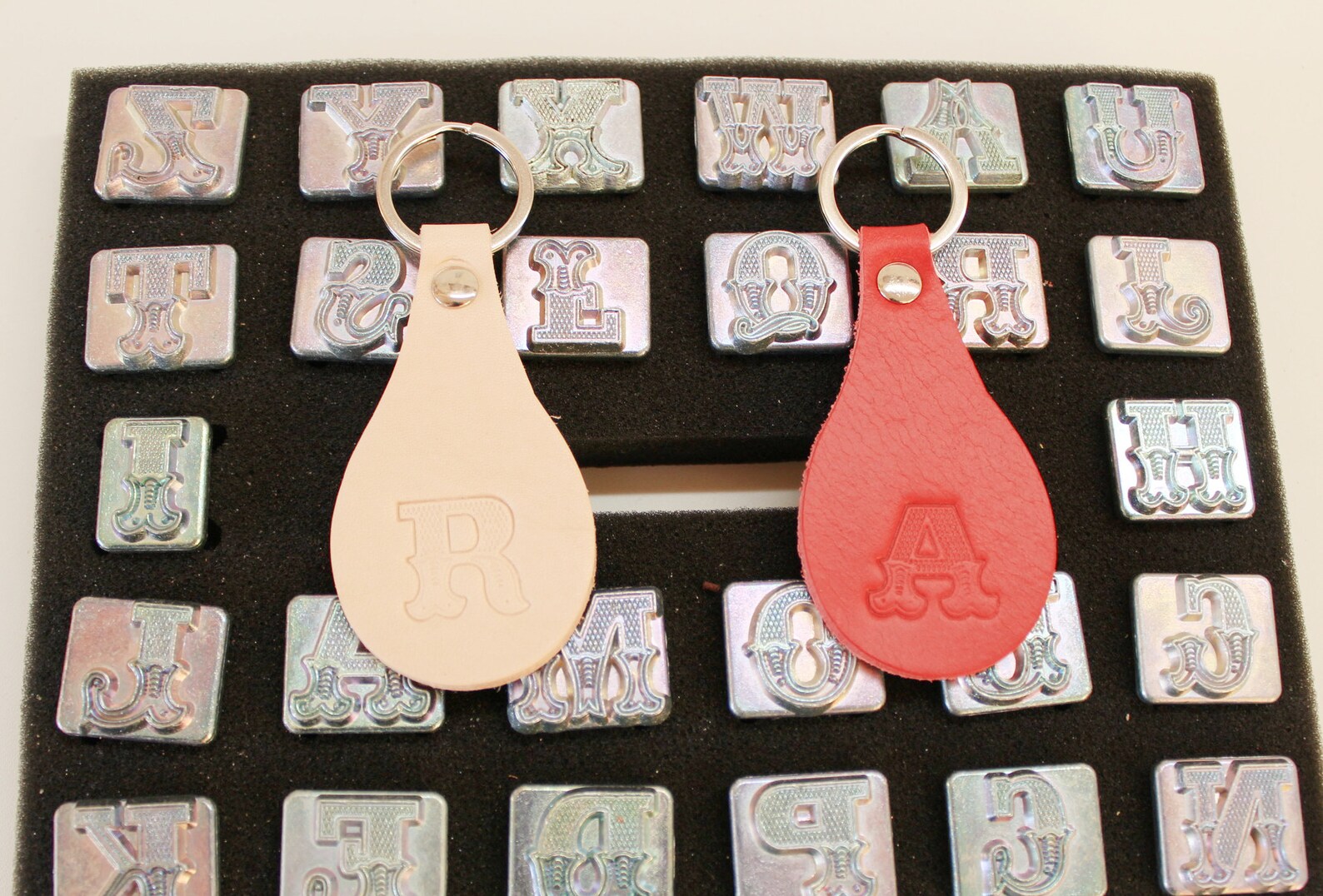 Embossed Leather Keychain Leather Key Fog Name | Etsy