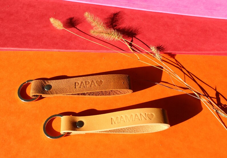 Embossed Leather Keychain Leather Key Fogname | Etsy