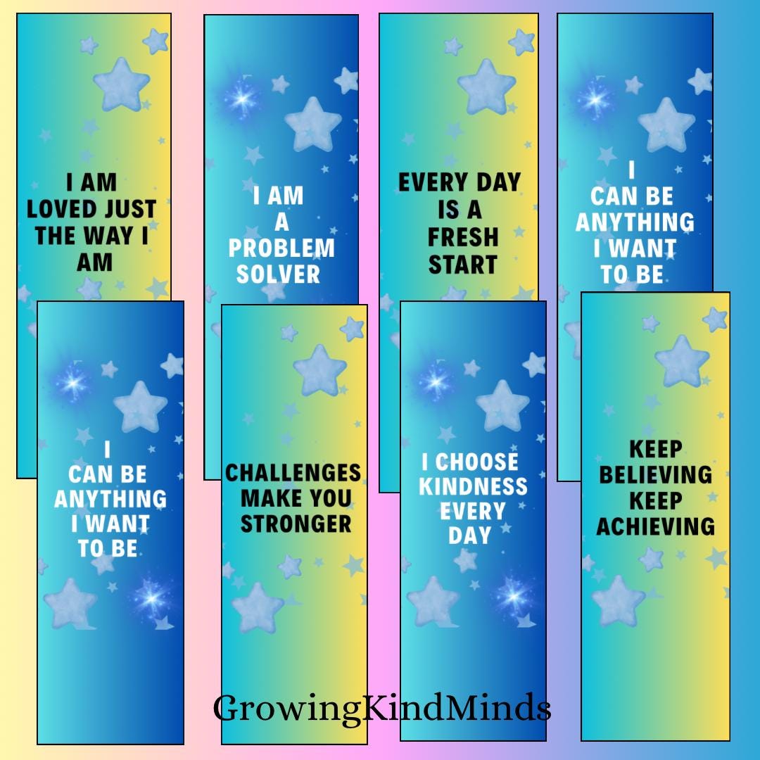 Printable Affirmation Bookmarks for Kids – Digital Download, Positive ...