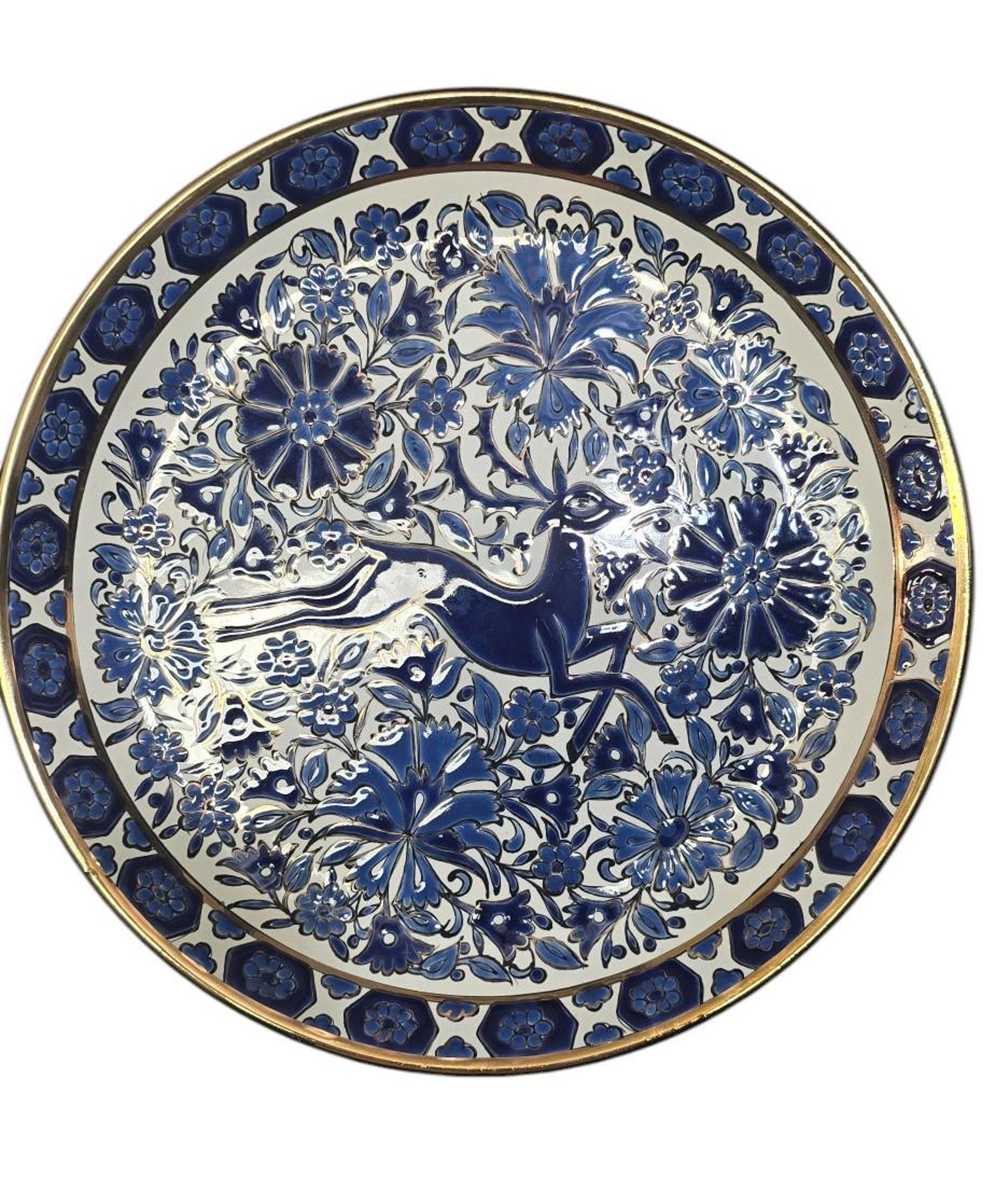 Rare 1970's Vintage Plate From Greece by Lindos Keramik 24K Gold Decor ...