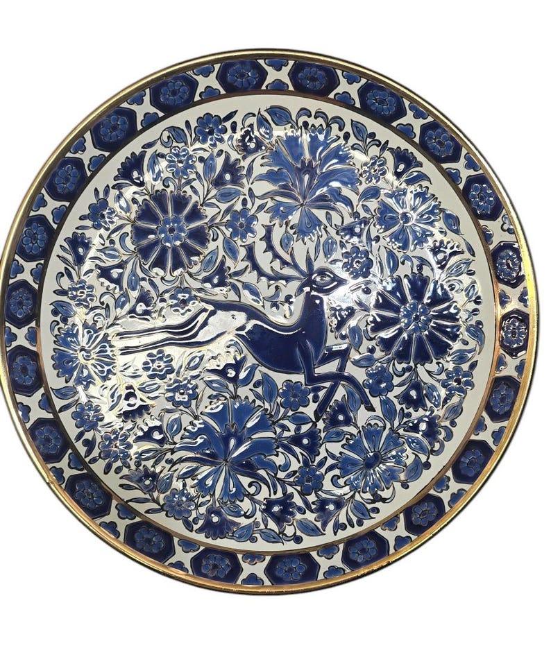 Rare 1970's Vintage Plate From Greece by Lindos Keramik 24K Gold Decor ...