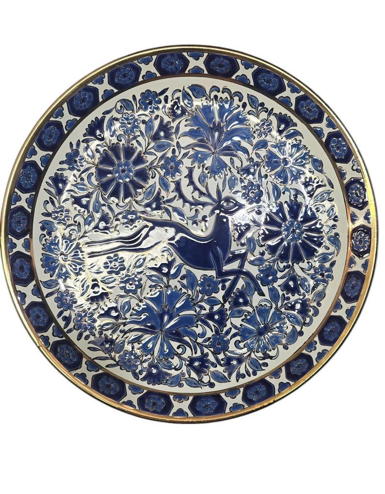 Rare 1970's Vintage Plate From Greece by Lindos Keramik 24K Gold Decor ...
