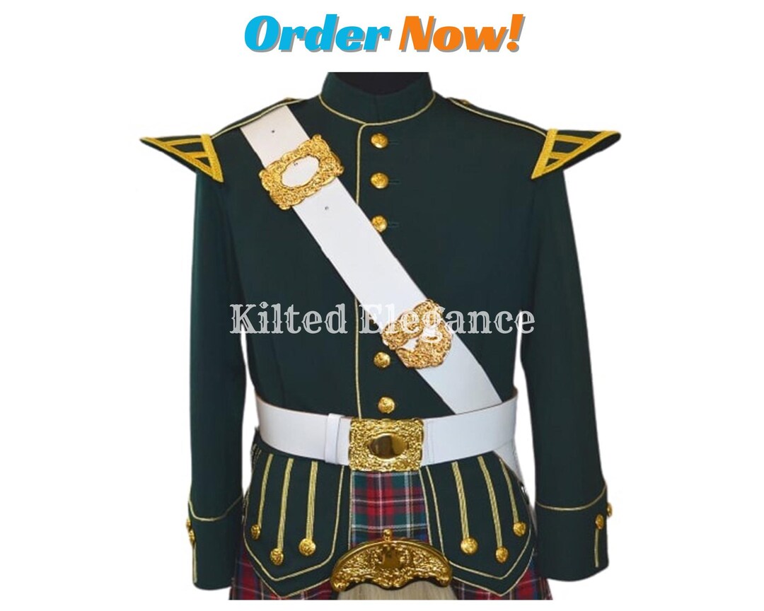 Handmade Scottish Green Wool Military Doublet: Piper Drummer Jacket - Etsy