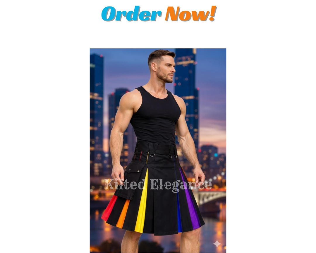 Rainbow Pride Kilt for Men – Handmade LGBTQ Tartan Kilt, Scottish ...