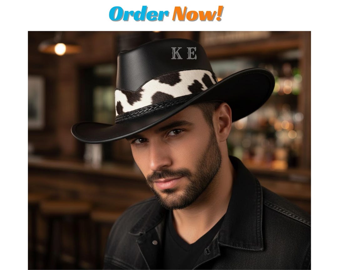 Handcrafted Buffalo Hide Cowboy Hat – Genuine Hair-on Leather Western ...