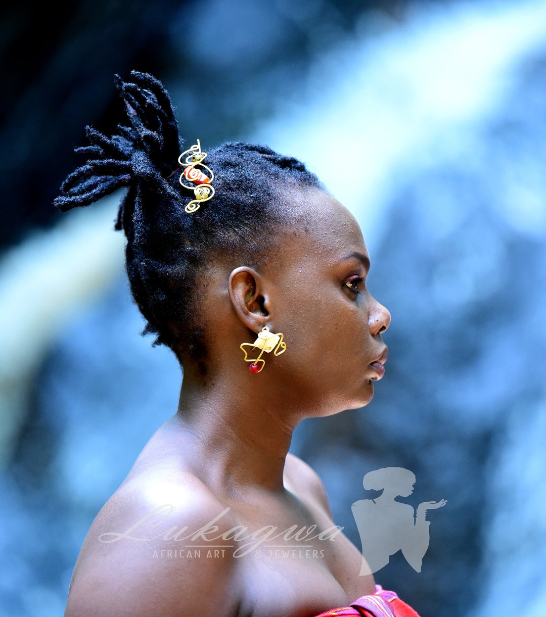 Womens Afrocentric Brass Hair Pins,red and White African Hair ...