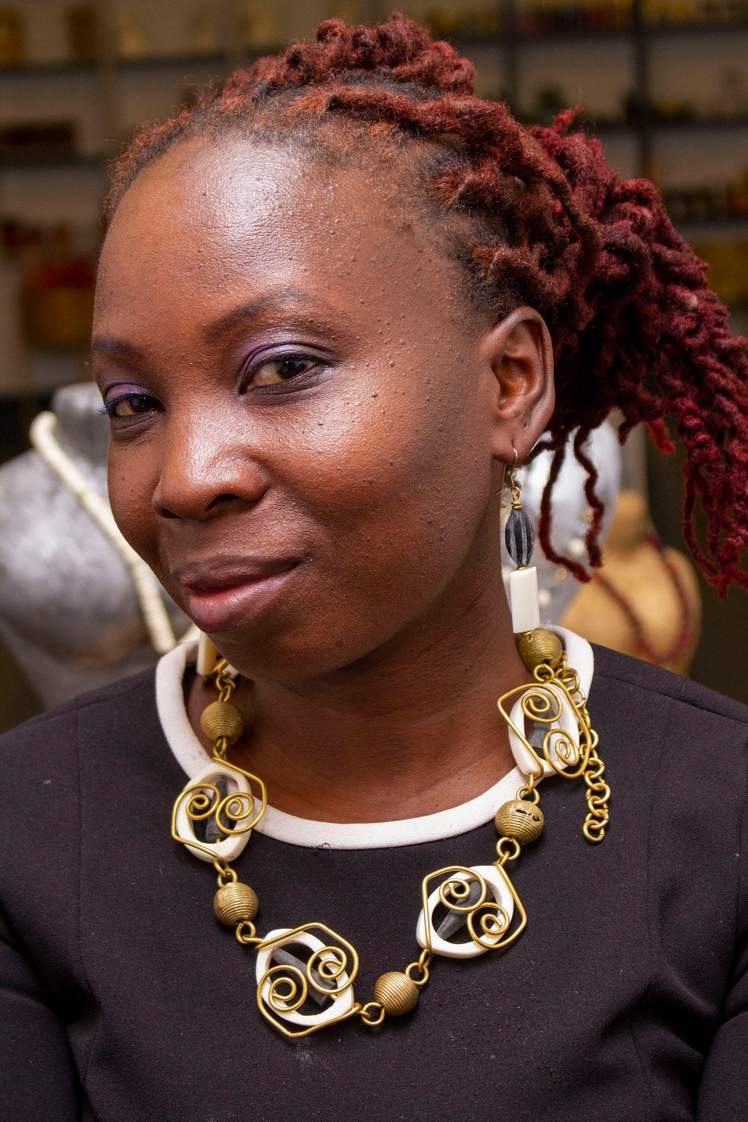 White&black African Necklace,cow Horn African Necklace,wire Art African ...