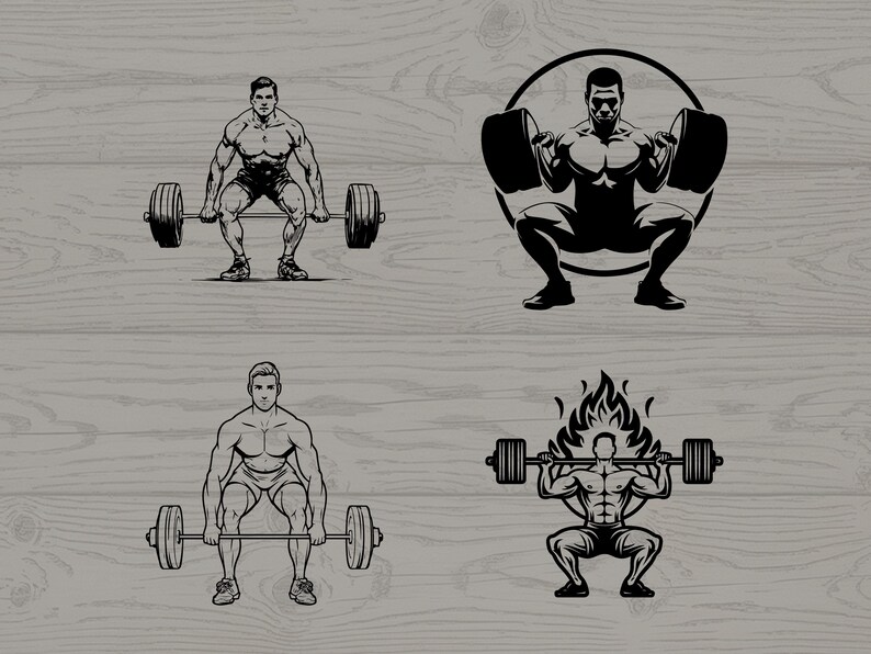 Powerlifting SVG PNG Bundle | Gym Silhouette Vector | Cricut Cut Files ...