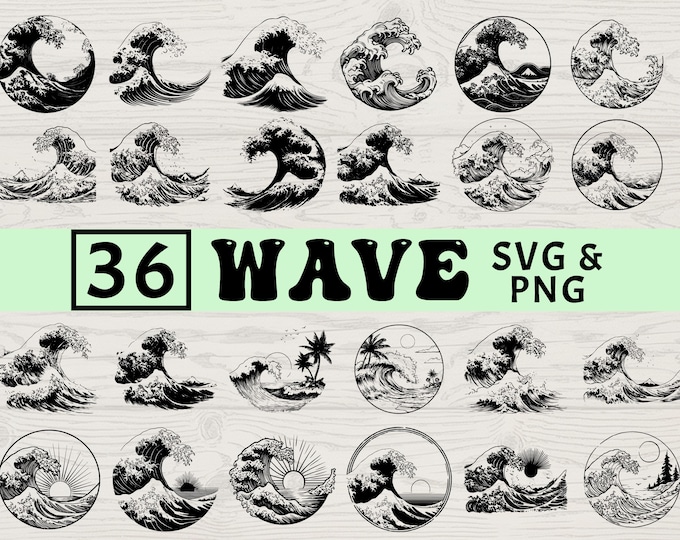 Wave Svg - Pdf - Png - Dxf - Vacation - Surf Svg - Commercial Use ...