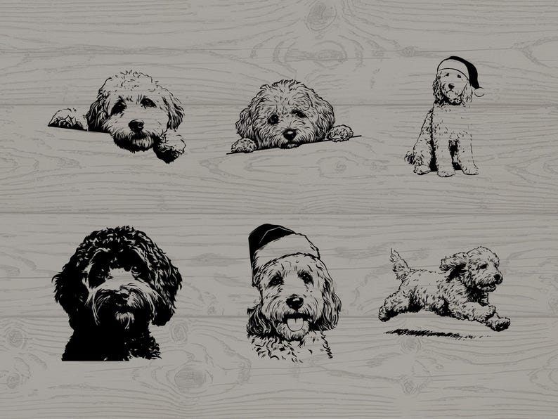 Cockapoo Silhouette SVG PNG Bundle, Dog Clipart, Pet Rescue Vector - Etsy