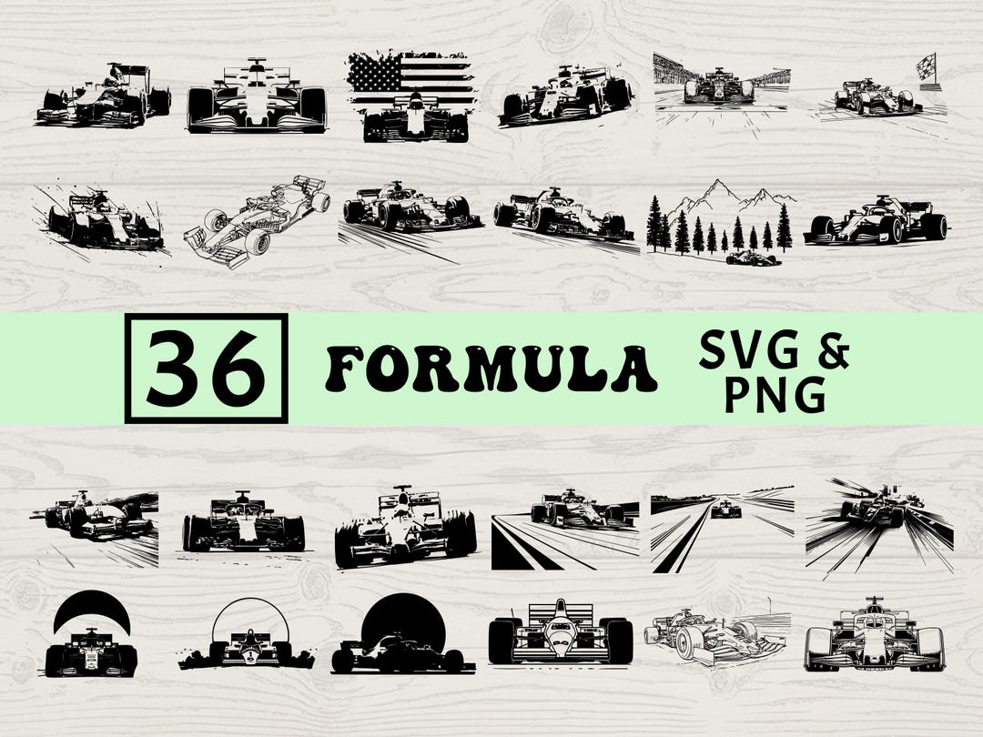Formula 1 Silhouette SVG PNG Bundle, F1 Race Car Clipart Vector, Cricut ...