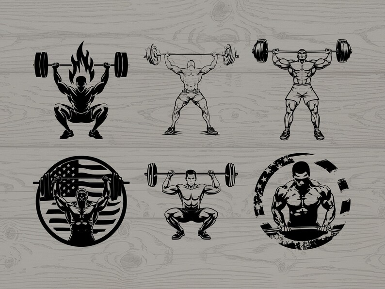 Powerlifting SVG PNG Bundle | Gym Silhouette Vector | Cricut Cut Files ...