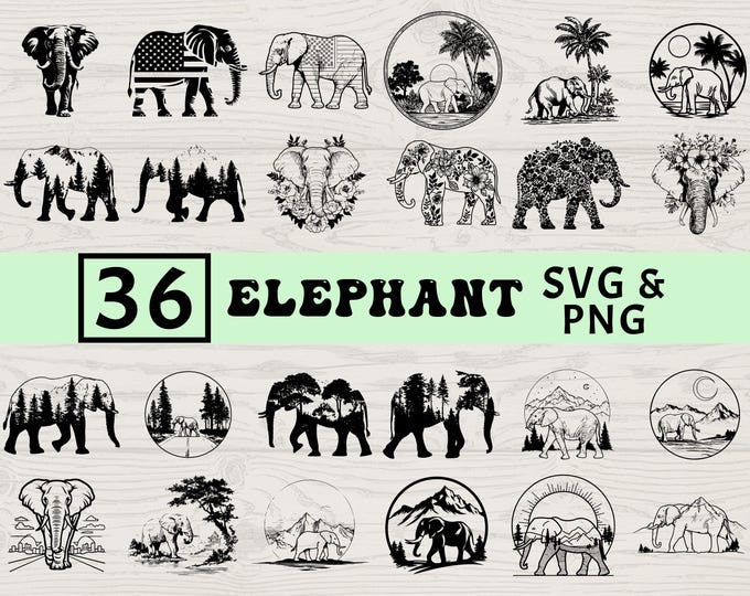Elephant SVG, African Safari Svg Bundle, Safari Animals Clipart, Baby ...