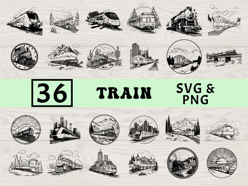 Train Silhouette SVG PNG Bundle, Locomotive Clipart, Railway Cut Files ...