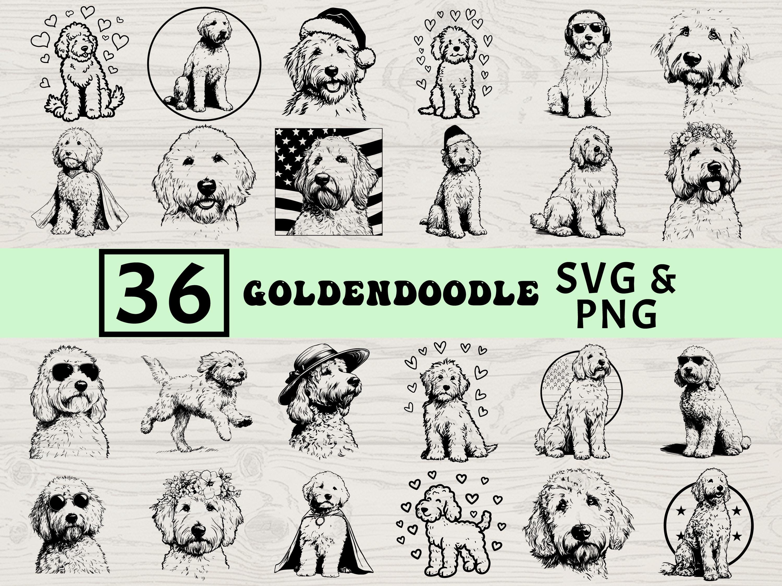 Goldendoodle SVG PNG Bundle | Dog Silhouette Vector Graphics (digital ...