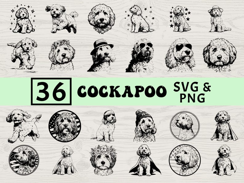Cockapoo Silhouette SVG PNG Bundle, Dog Clipart, Pet Rescue Vector - Etsy