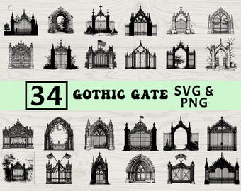 40 Gothic Gate SVG Bundle, Vintage Iron Gate Clipart PNG, Ornamental ...