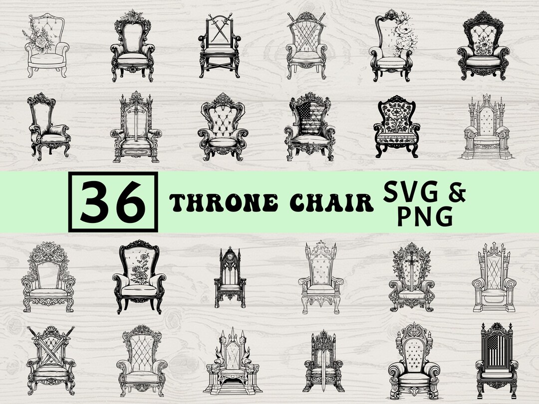 Royal Throne Chair SVG PNG Bundle: Silhouette Design (digital Download ...