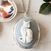 Silver Cat Locket Necklace, Dusty Blue White Cat Cameo Peronalized ...
