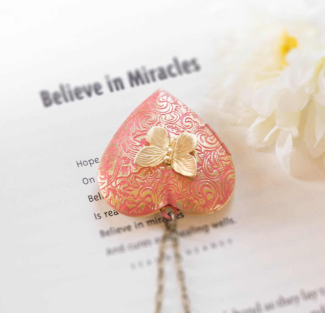 Heart Locket Necklace Butterfly Locket Necklace Personalised - Etsy