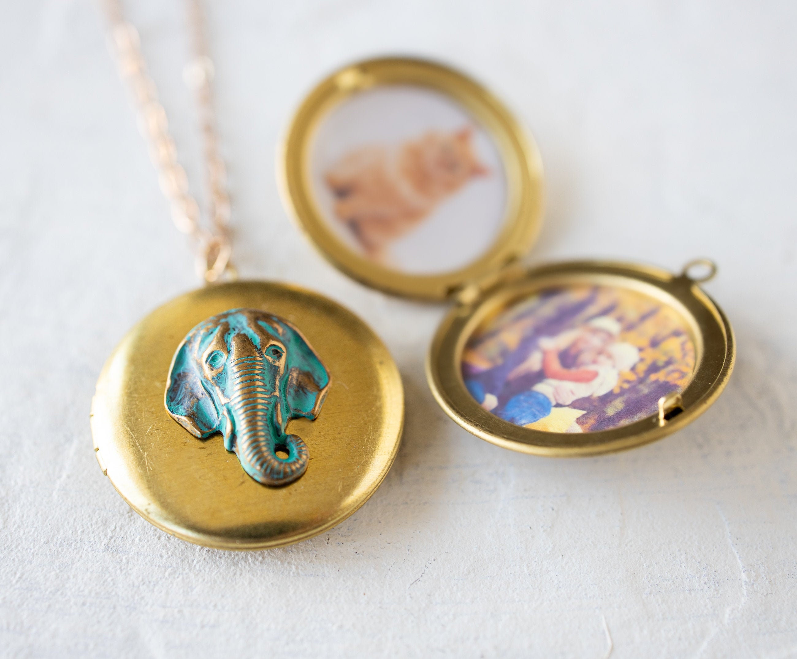 Elephant Locket Elephant Necklace Customized Jewelry | Etsy
