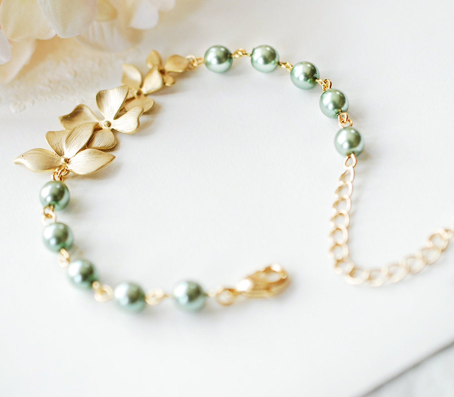 Sage Green Wedding Bridal Bracelet Bridesmaid Gift Sage - Etsy