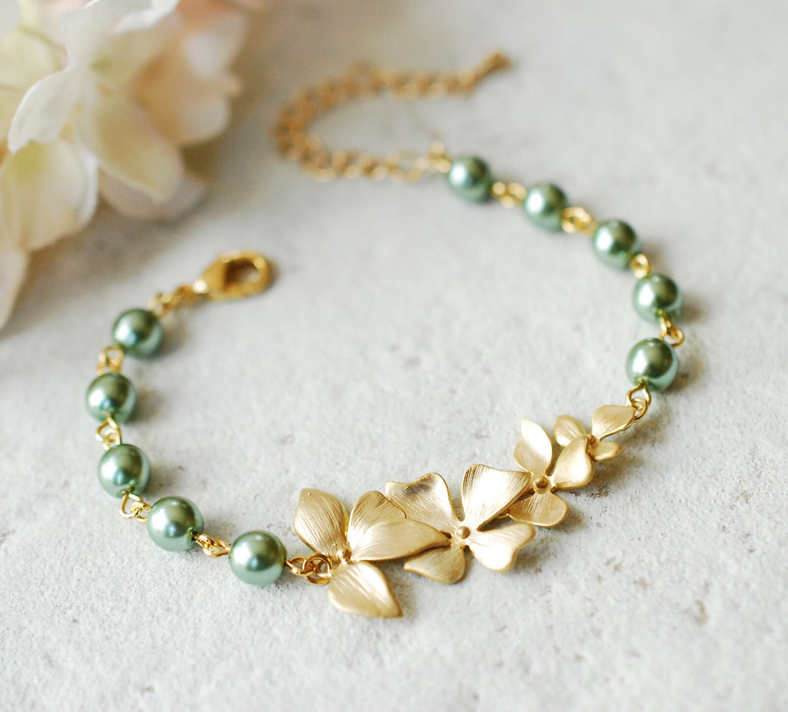 Sage Green Wedding Bridal Bracelet Bridesmaid Gift Sage | Etsy